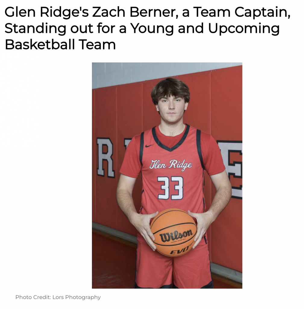 Glen Ridge’s Zach Berner, a Team Captain, Standing out for a Young and ...